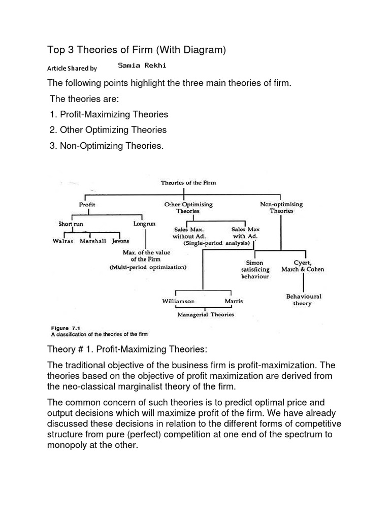 Top 3 Theories of Firm | PDF | Profit (Economics) | Economics