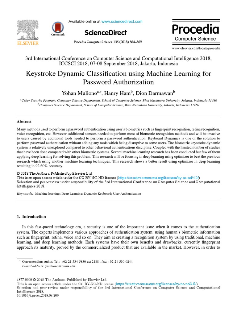 Keystroke Dynamics | PDF | Machine Learning | Biometrics