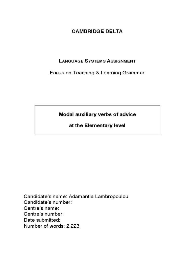 Cambridge Delta: Focus On Teaching & Learning Grammar | Download Free ...