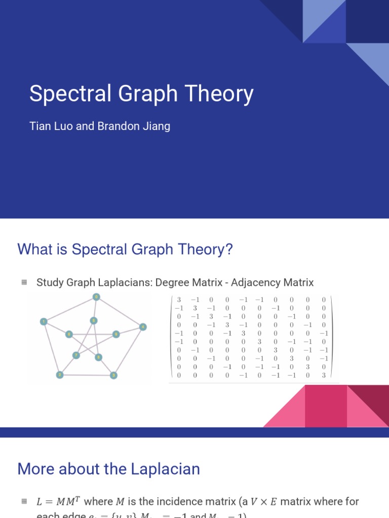 Spectral Graph Theory: Tian Luo and Brandon Jiang | PDF