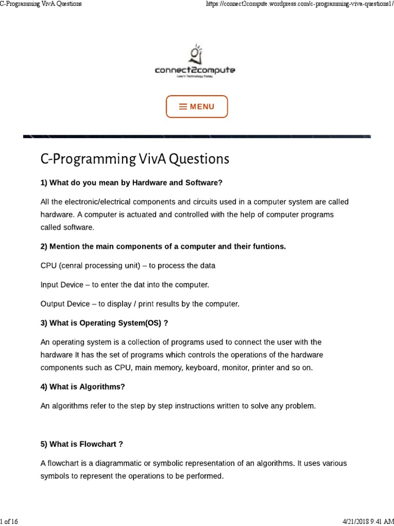 Mcs 011 Viva Questions Part 1 | PDF | Computer Programming | Software Engineering