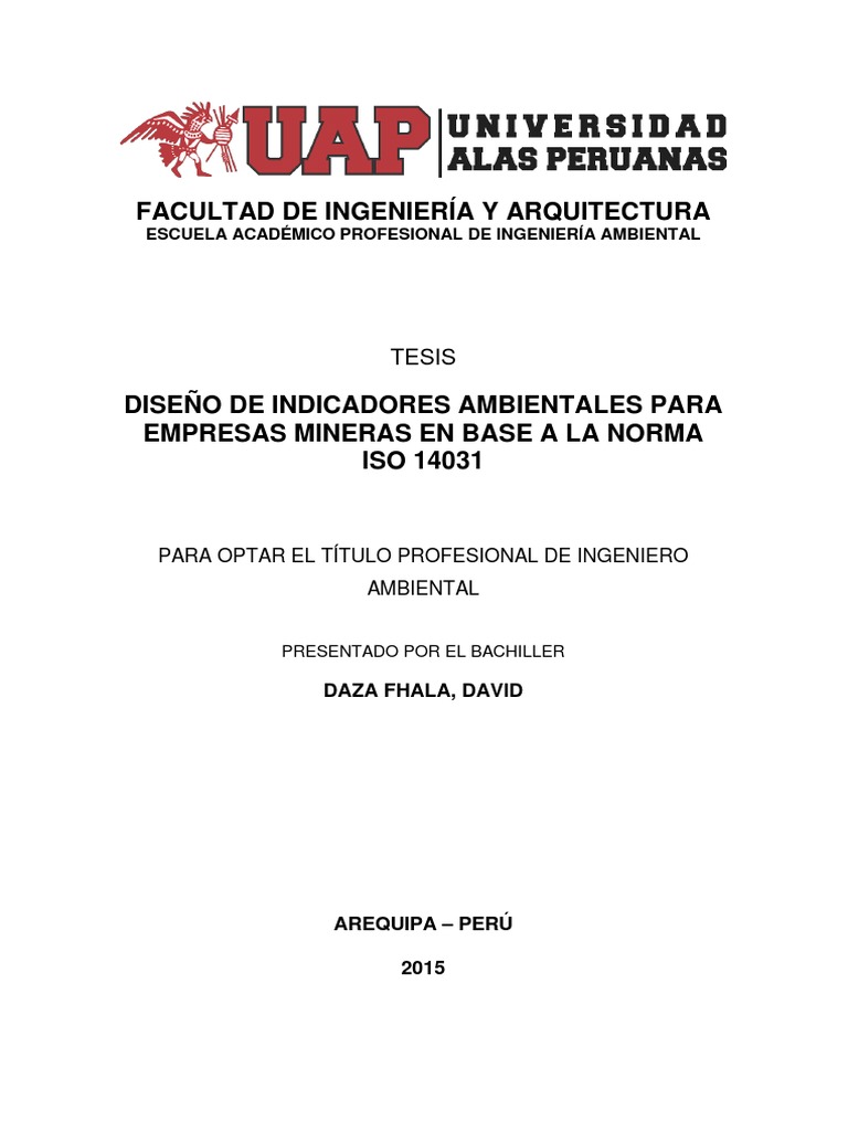 Diseño de Indicadores Ambientales para Empresas Mineras en Base A La ...
