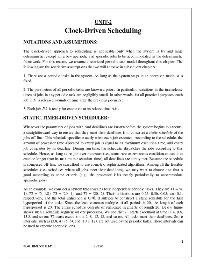 Clock-Driven Scheduling: Notations and Assumptions | PDF | Scheduling (Computing) | Vertex ...