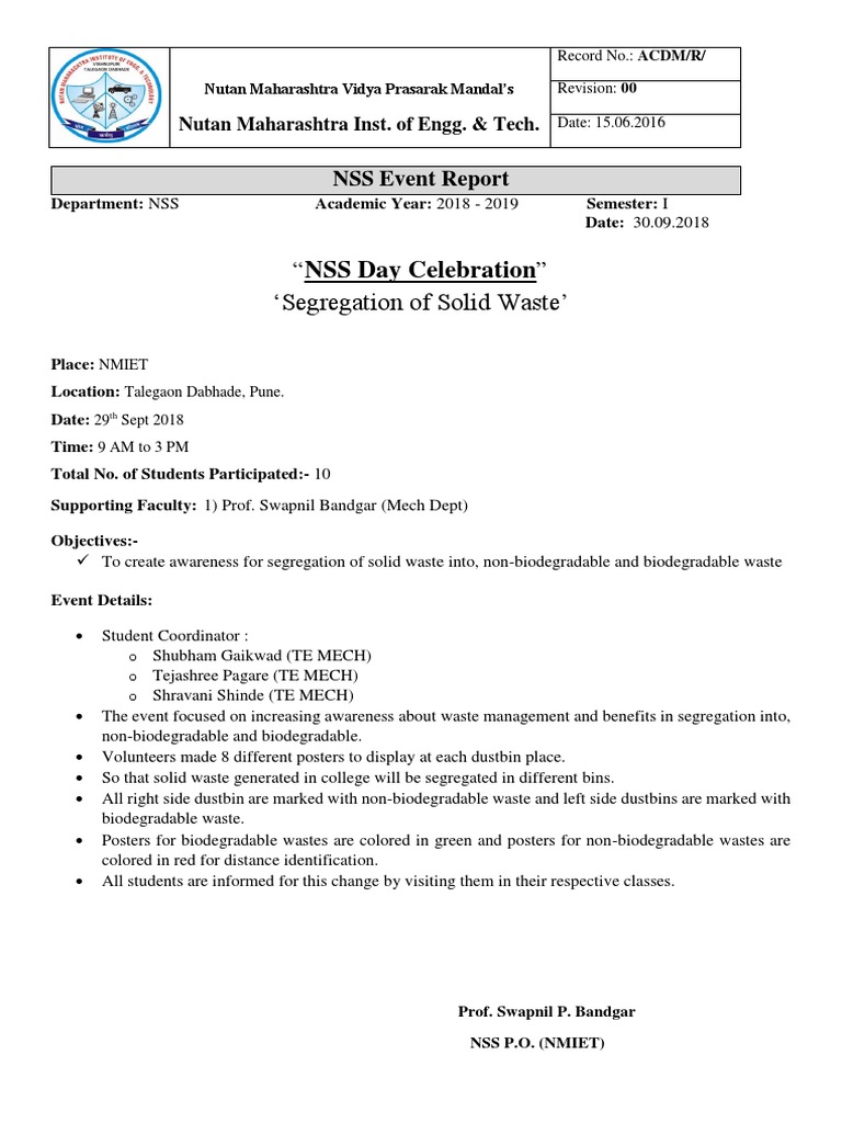 08 - 04 Segregation of Solid Waste - Report | PDF