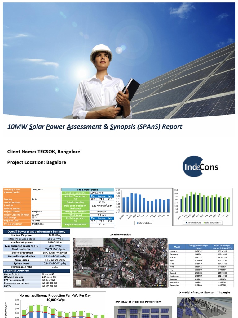 10MW Solar Power Plant Project Report | PDF | Photovoltaic System ...