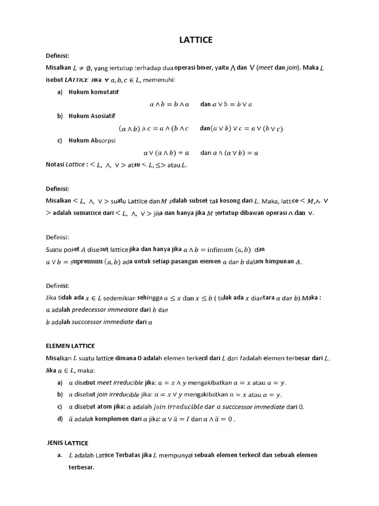 Definisi dan Jenis Lattice Matematis | PDF | Metode & Bahan Ajar | Komputer