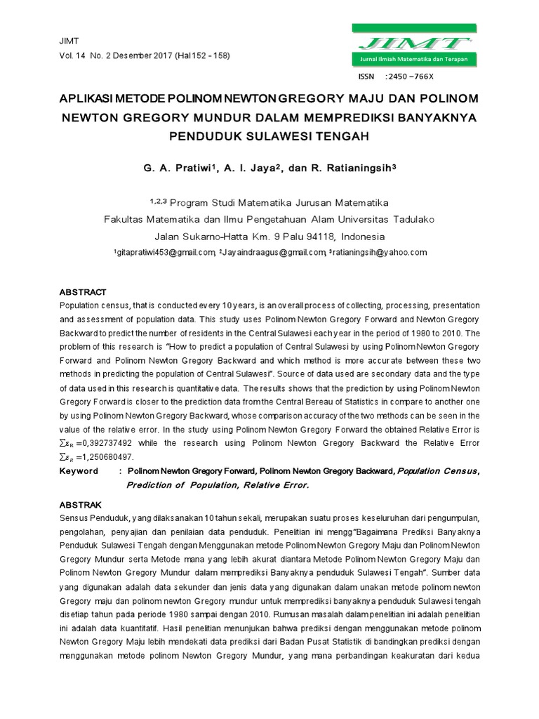 Aplikasi Metode Polinom Newton Gregory Maju Dan Polinom Newton Gregory ...