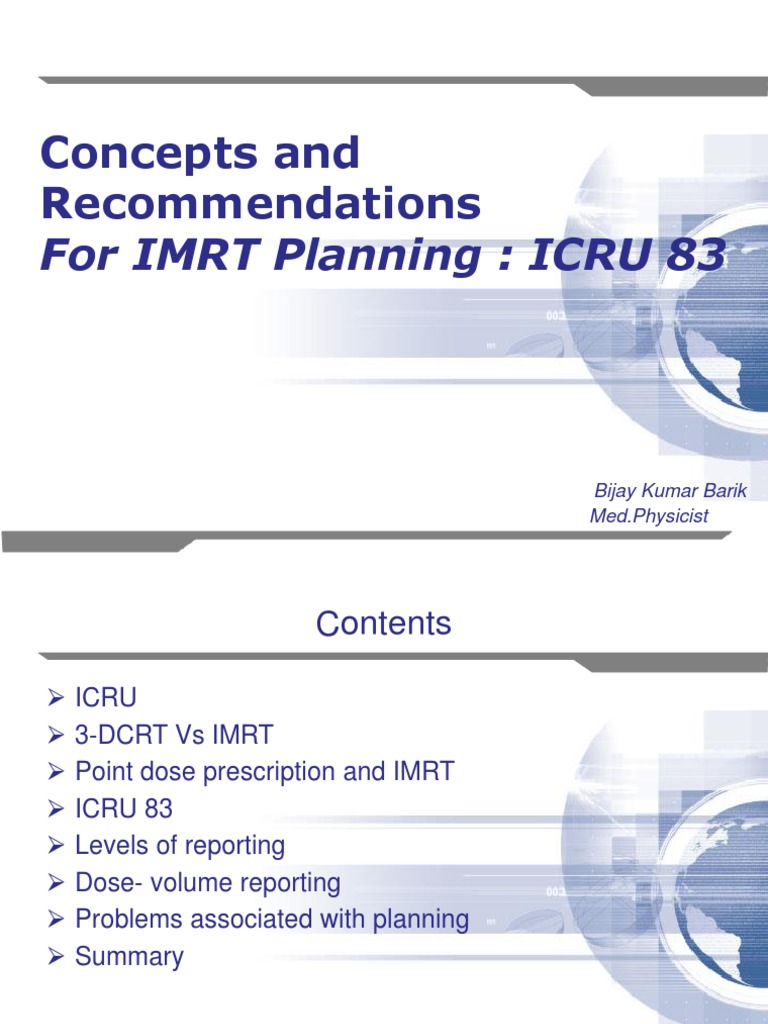 Concepts and Recommendations: For IMRT Planning: ICRU 83 | PDF ...