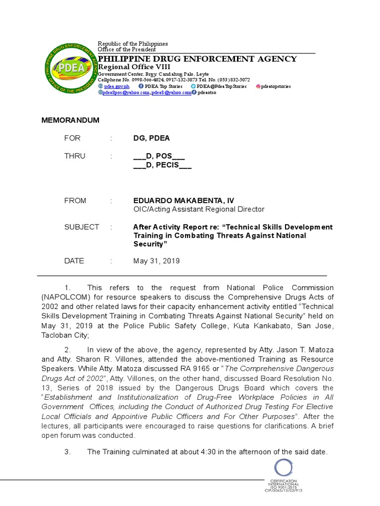 Philippine Drug Enforcement Agency: Regional Office VIII | PDF | Law ...