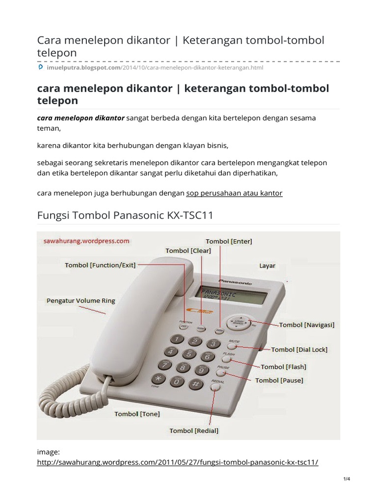 Cara Menelepon Dikantor Keterangan Tombol-Tombol Telepon | PDF | Karier ...