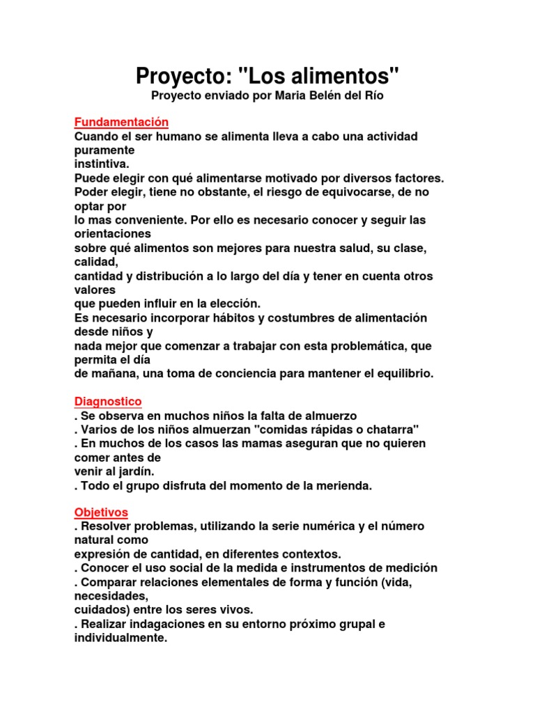 Proyecto Los Alimentos | PDF | Póster | Alimentos