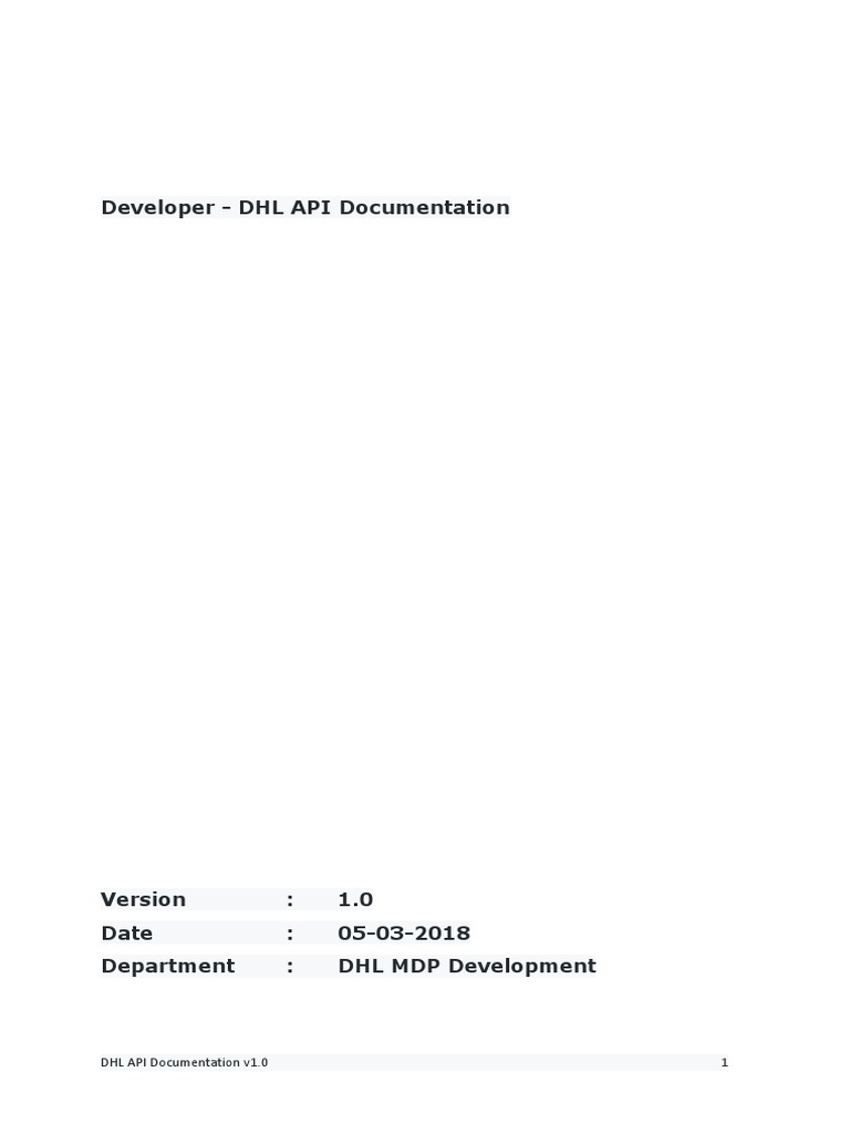 DHL API Integration Guide v1.0 | PDF | Application Programming ...