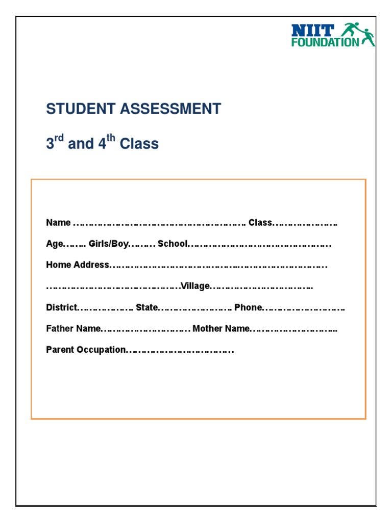 Student Assessment for 3rd and 4th Class | PDF | Control Key | Icon ...