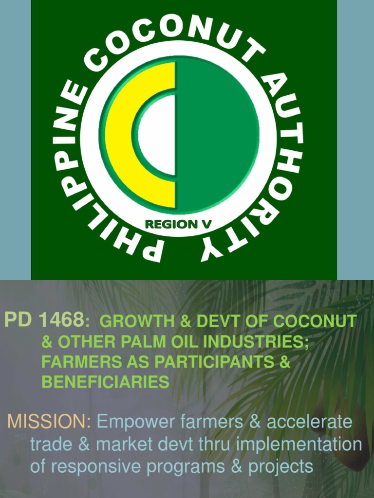 PCA Regional Office V Road Map Presentation | PDF | Coconut | Foods