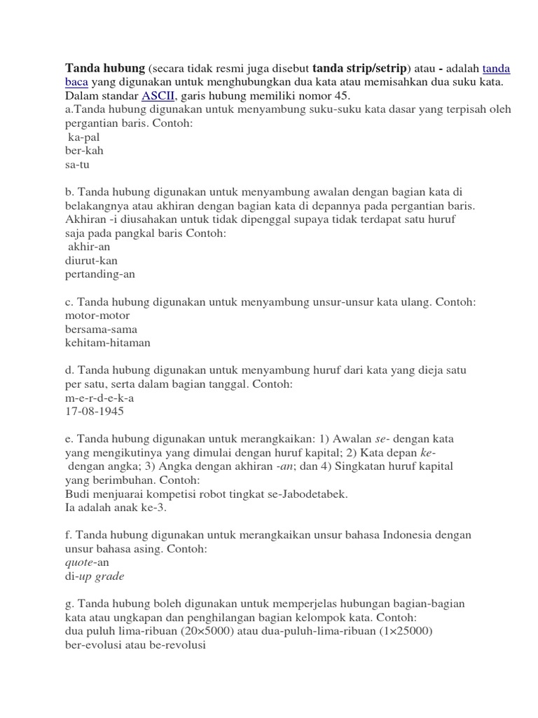 Penggunaan Tanda Hubung dalam Bahasa | PDF | Seni & Disiplin Bahasa ...