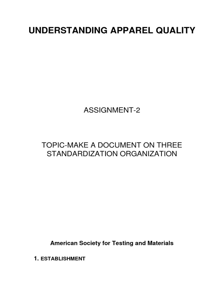 Understanding Apparel Quality: Assignment-2 | PDF | International Organization For ...