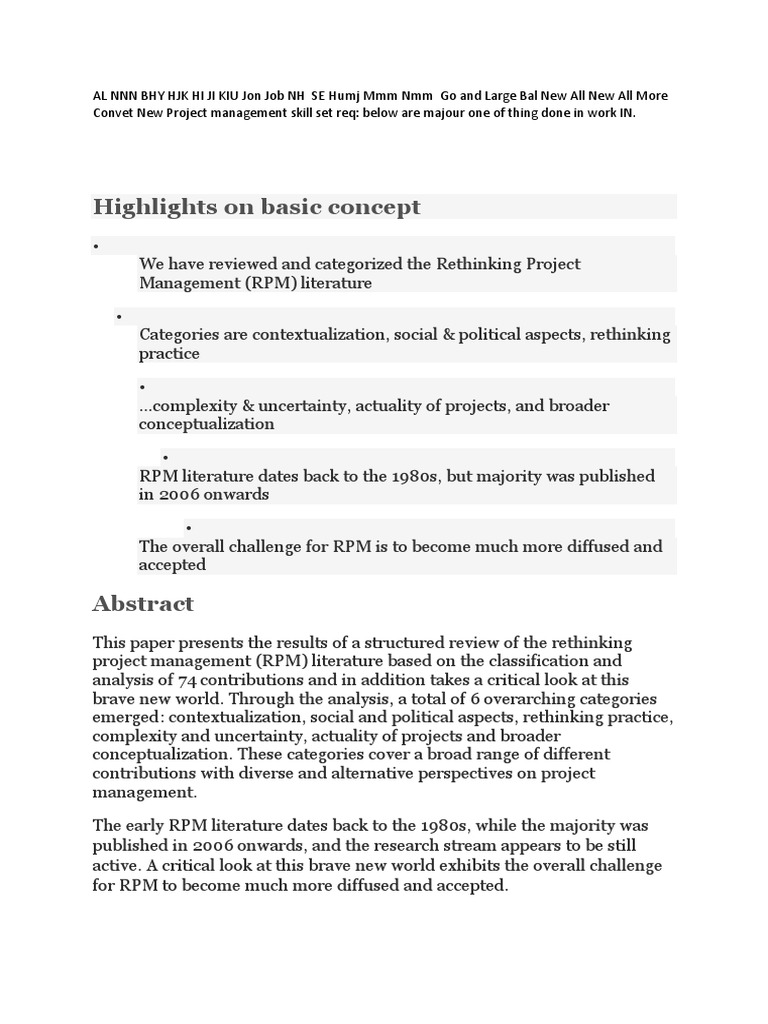 Project Management Literature Review | PDF