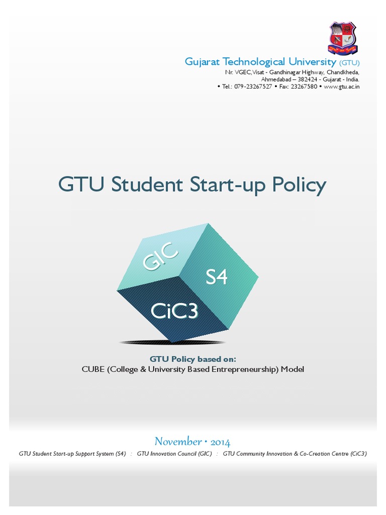 GTU Student Start Up Policy PDF | PDF | Startup Company | Small ...