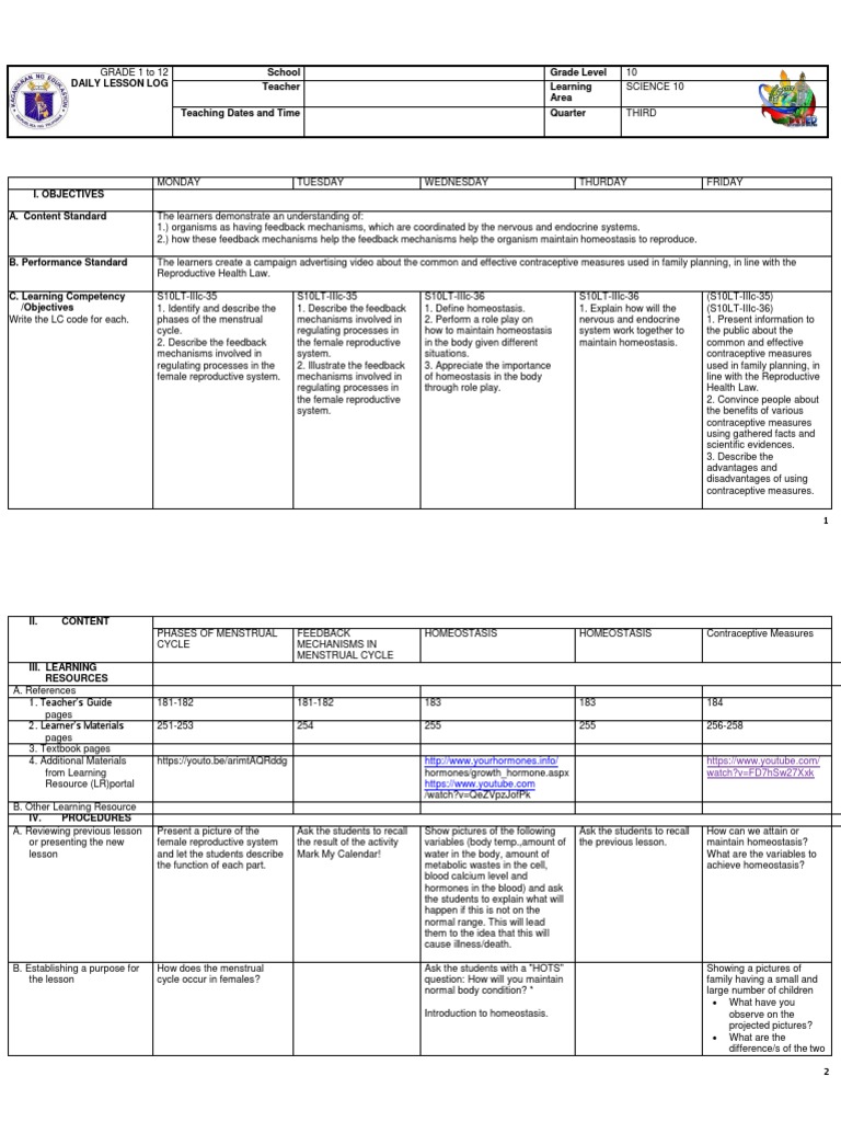 DLL Mod.1 Part 3 3rd QRTR g10 | PDF | Menstrual Cycle | Endocrine System