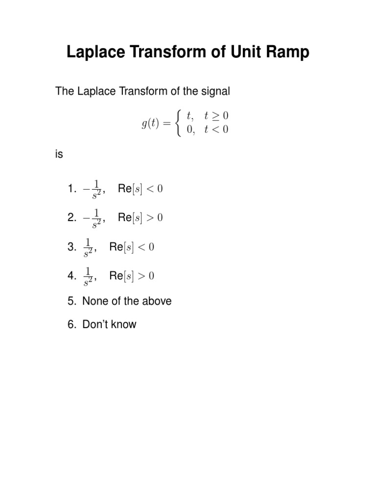 Laplace Transform of Unit Ramp | PDF | Teaching Methods & Materials