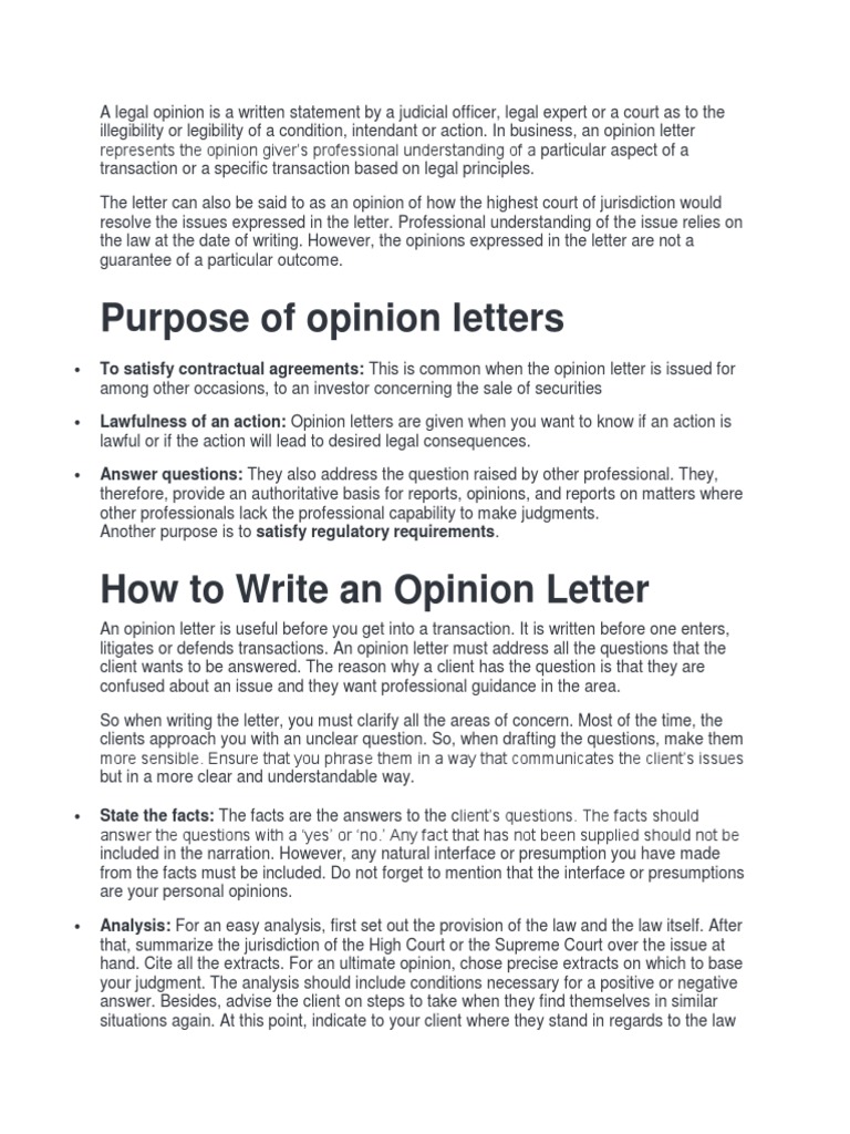 A Legal Opinion is a Written Statement by a Judicial Officer | Opinion ...