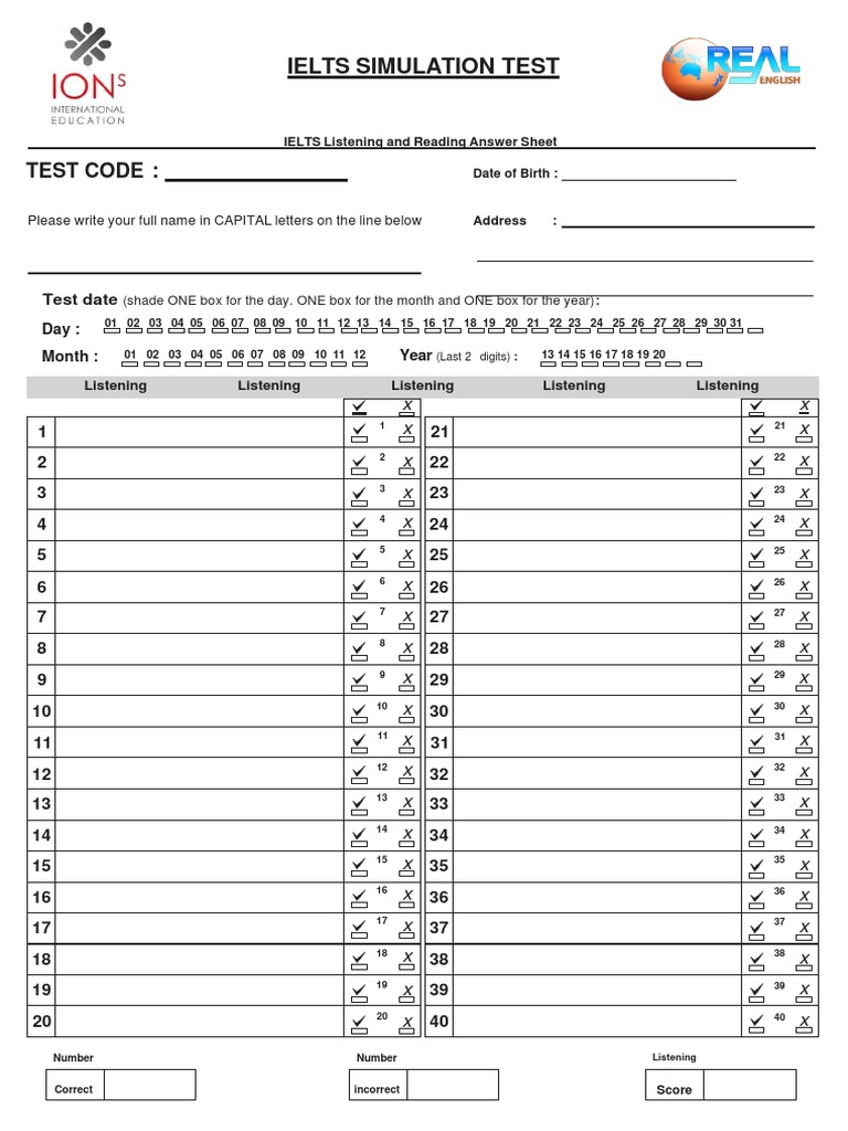IELTS Answer Sheet | Download Free PDF | International English Language ...