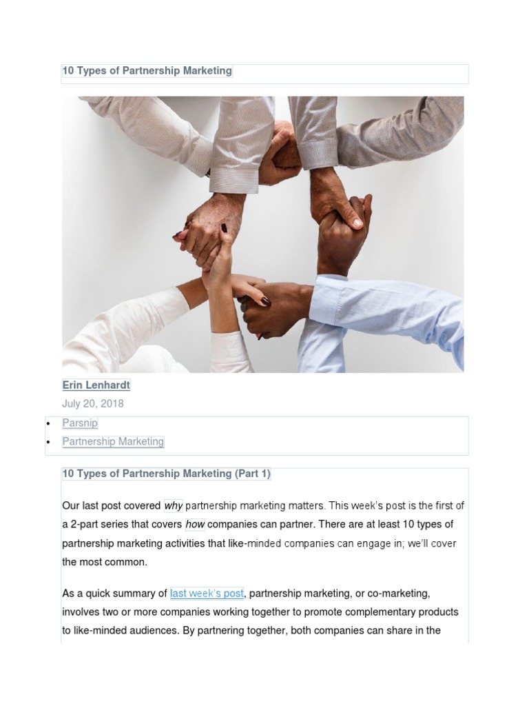 10 Types of Partnership Marketing Strategies | PDF | Affiliate ...