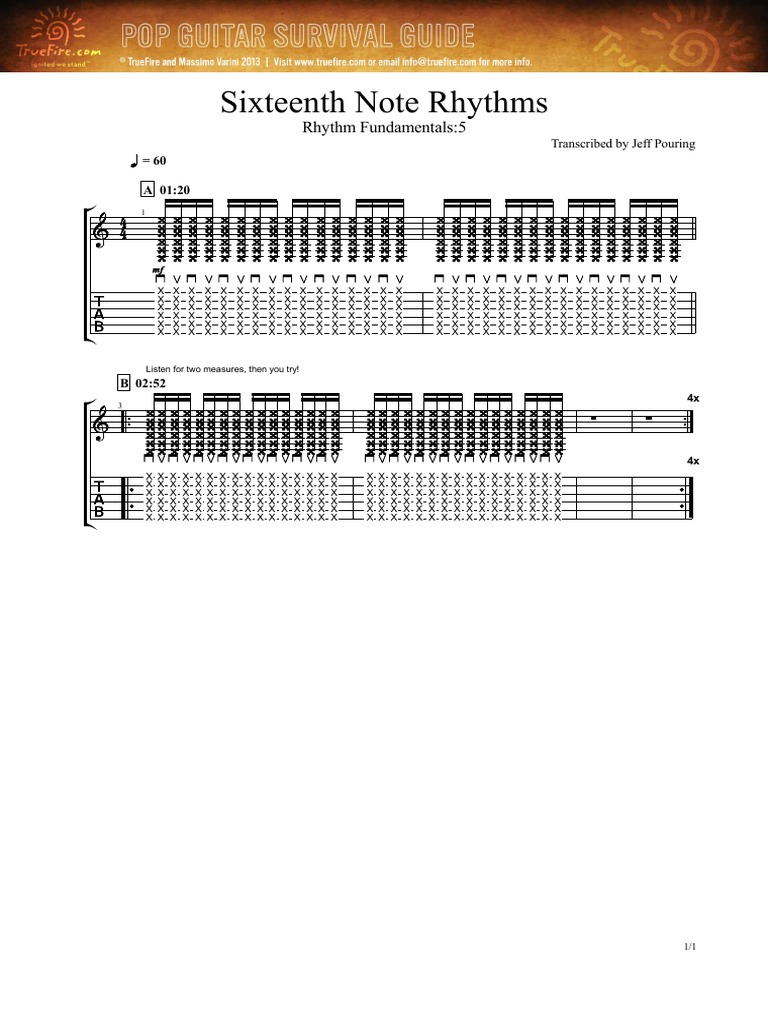Sixteenth Note Rhythms: Rhythm Fundamentals:5 | PDF | Elements Of Music