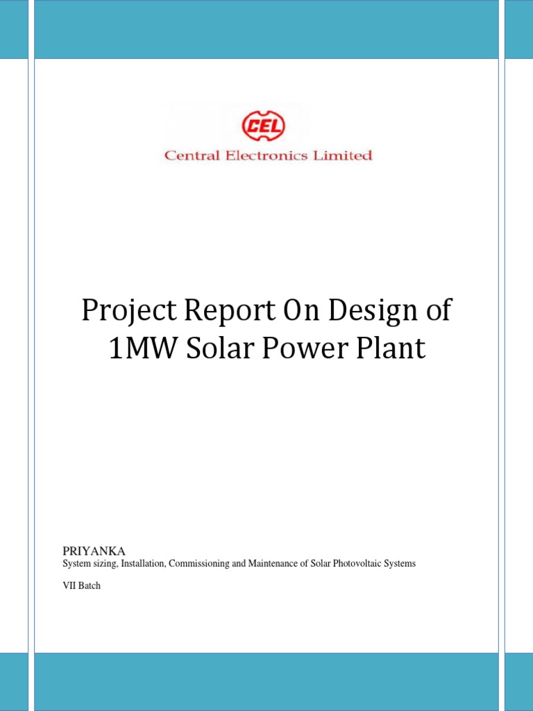 Solar PV Project Report | PDF | Photovoltaic System | Solar Energy