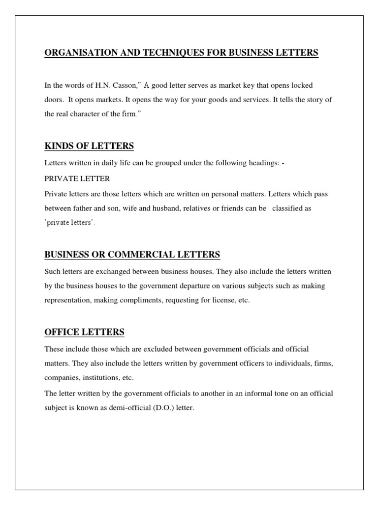 Organisation and Techniques For Business Letters | PDF | Punctuation ...