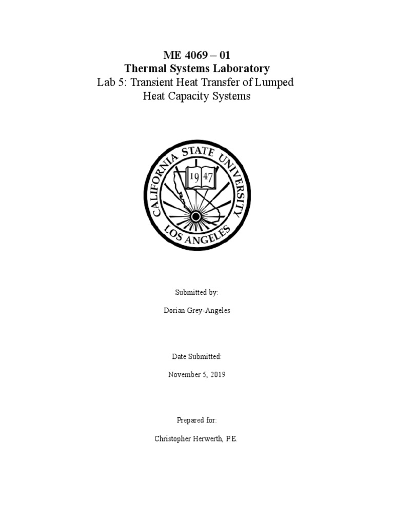 Lumped Capacitance Experiment | PDF | Thermal Conduction | Heat Transfer