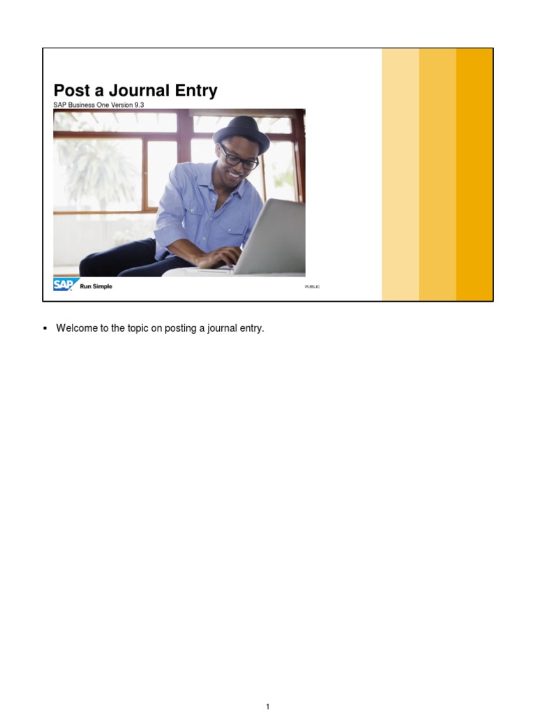 Welcome To The Topic On Posting A Journal Entry | PDF | Debits And ...