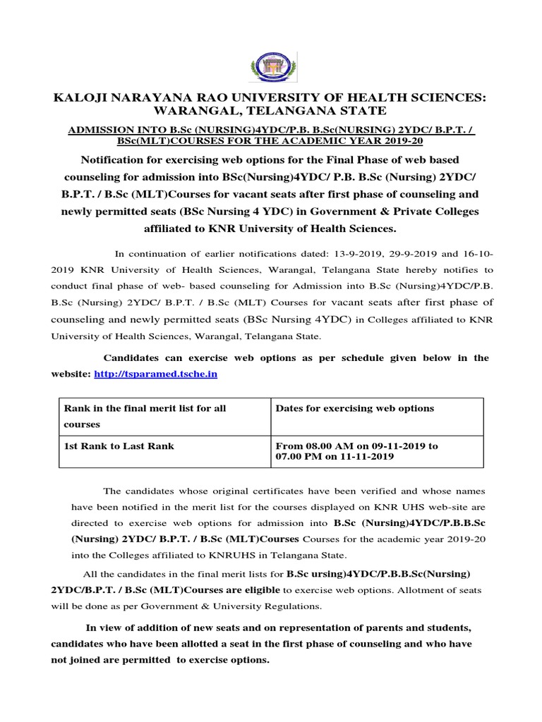 Kaloji Narayana Rao University of Health Sciences: Warangal, Telangana ...