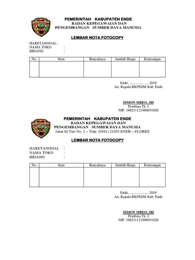Lembar Nota Foto | PDF