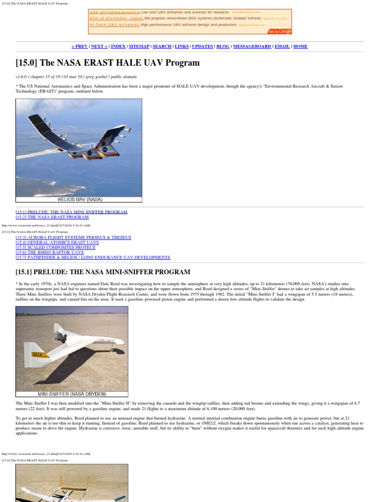 Nasa Erast Hale Uav Program | PDF | Aerospace Engineering | Aircraft