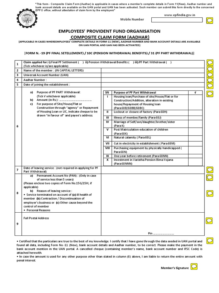 Instruction To Fill Form 10C (With Aadhar) . | PDF | Service Industries | Banking