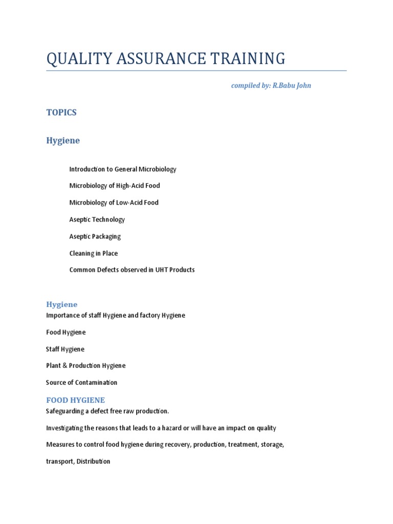 Quality Assurance Training | PDF | Mold | Sterilization (Microbiology)