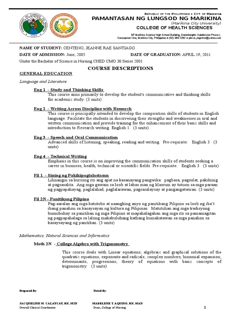 Course Description Nursing | PDF | Nursing | Health Care