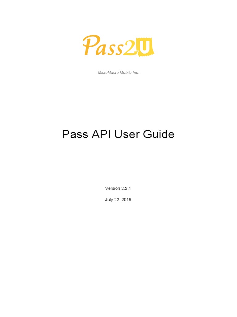 Pass2U Pass API User Guide | PDF | Hypertext Transfer Protocol | Json