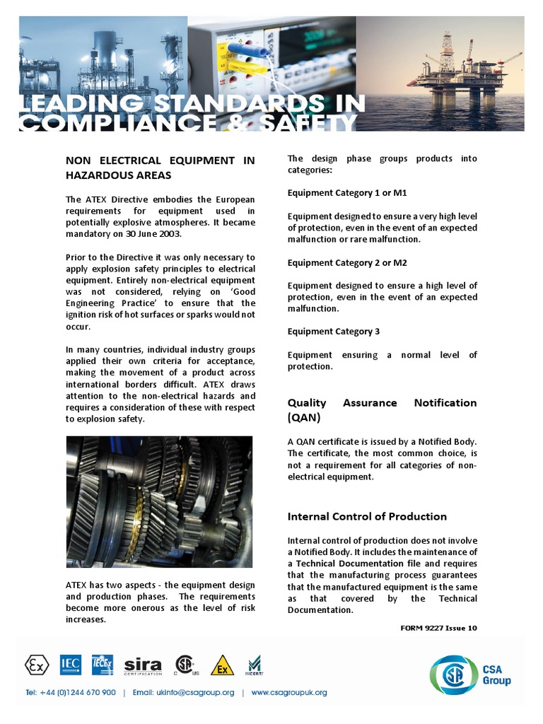 Non Electrical Equipment in Hazardous Areas Issue6 | PDF | Safety ...
