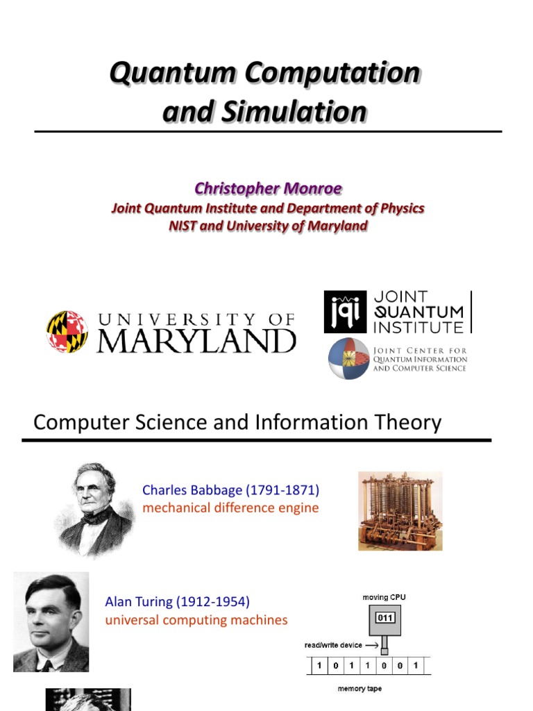 Quantum Computation and Simulation: Christopher Monroe | PDF | Quantum ...