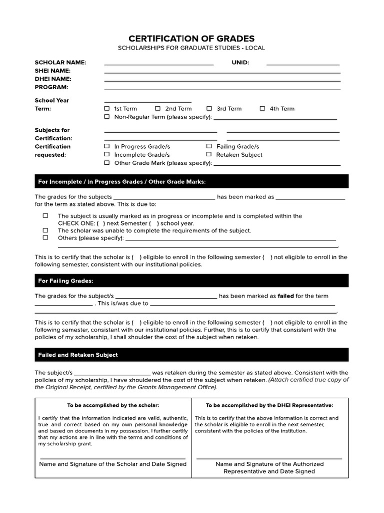 Certification of Grades | PDF