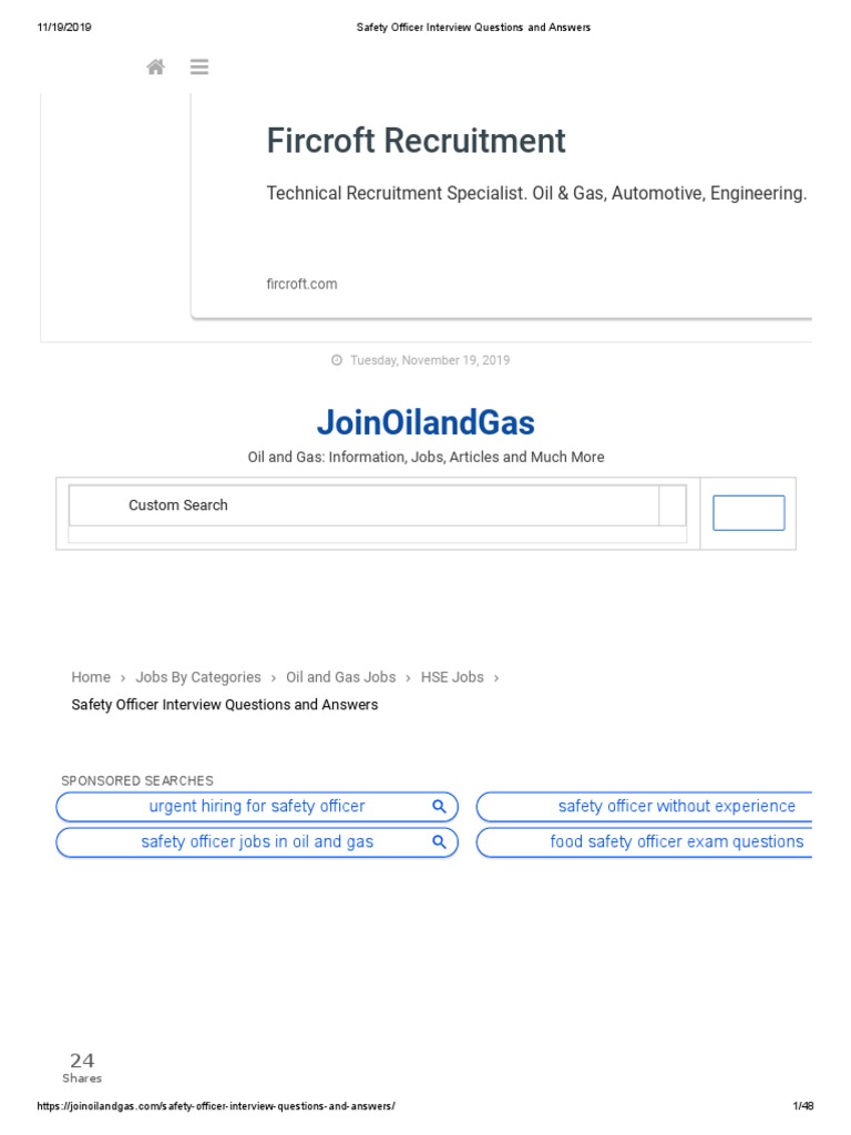 Safety Officer Interview Questions and Answers | PDF | Liquefied ...