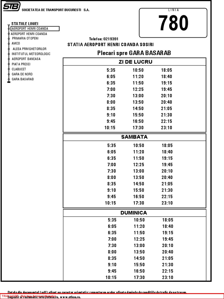 Plecari Spre GARA BASARAB: Statiile Liniei | PDF