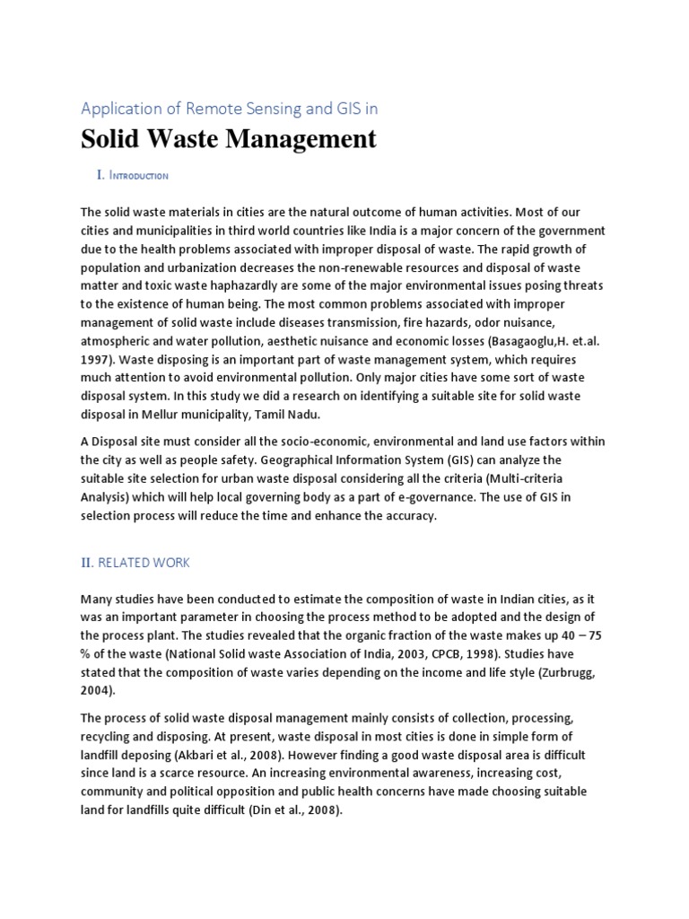 Application of Remote Sensing and GIS in Solid Waste Management | PDF ...