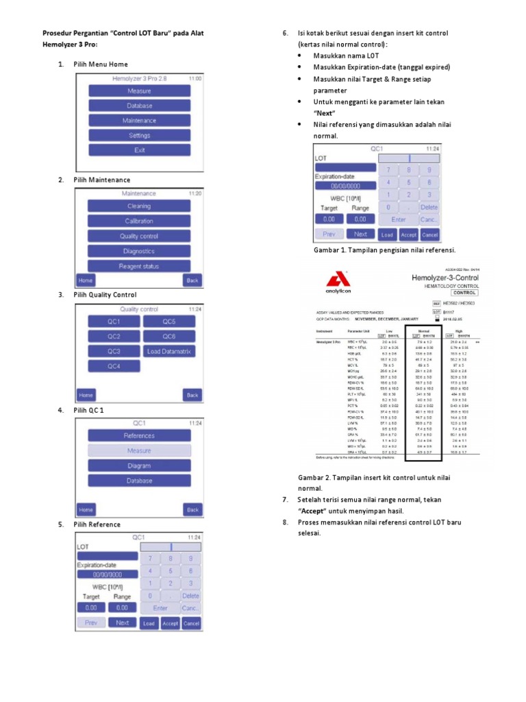 Prosedur Control LOT Hemolyzer 3 Pro | PDF
