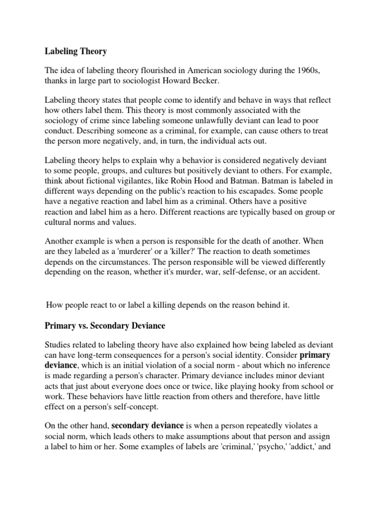 5 - Labelling Theory | PDF | Deviance (Sociology) | Social Stigma