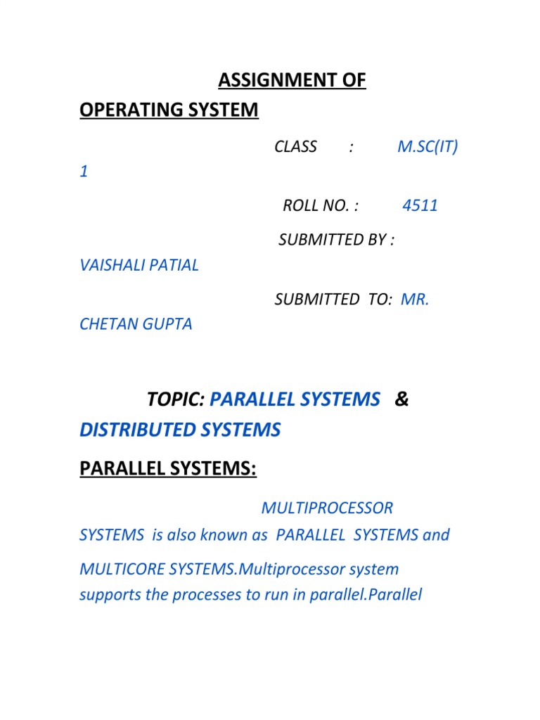 Operating System: Assignment of | PDF | Central Processing Unit ...