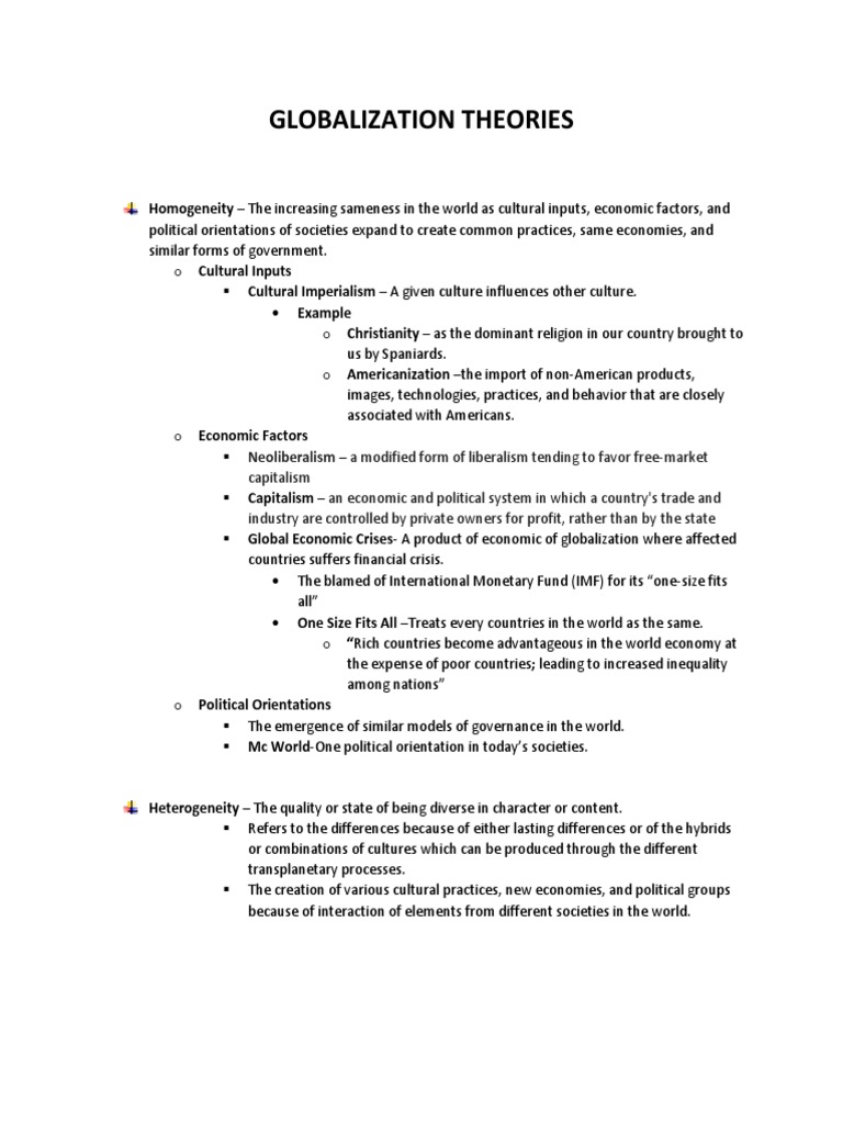 Theories of Globalization Explained | PDF | Imperialism | Economies