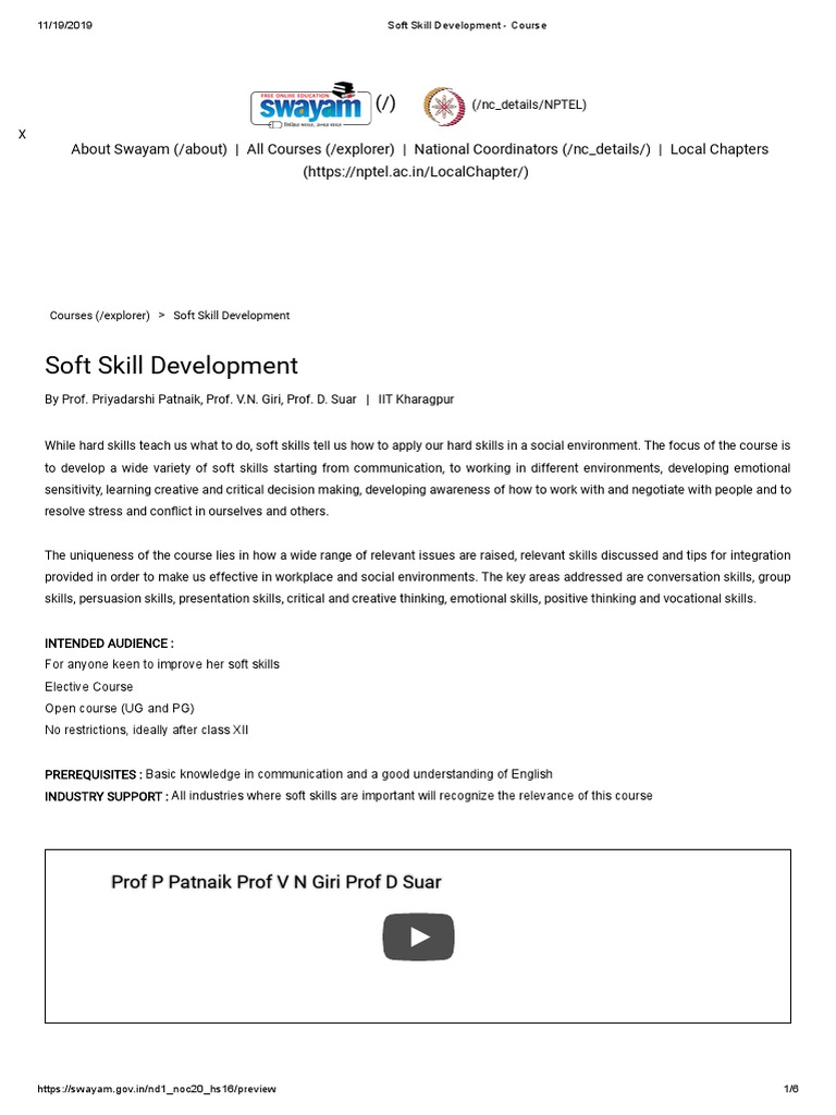 Soft Skill Development - Course | PDF | Communication | Psychology